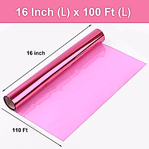 Easter Pink Cellophane Wrap Roll, Translucent Pink Cellophane Wrapping Paper, 16 Inch Width x 100 Ft Long Colored Cellophane Rolls for Gift Baskets, DIY Arts Crafts Decoration and More