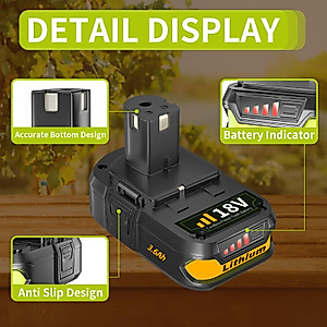 FERRYBOAT 2Pack 18V 3.6Ah P102 Replacement for Ryobi 18V Battery Compatible with Ryobi 18 Volt Lithium Battery P103 P104 P105 P107 P108 P109 P122 Cordless Tool