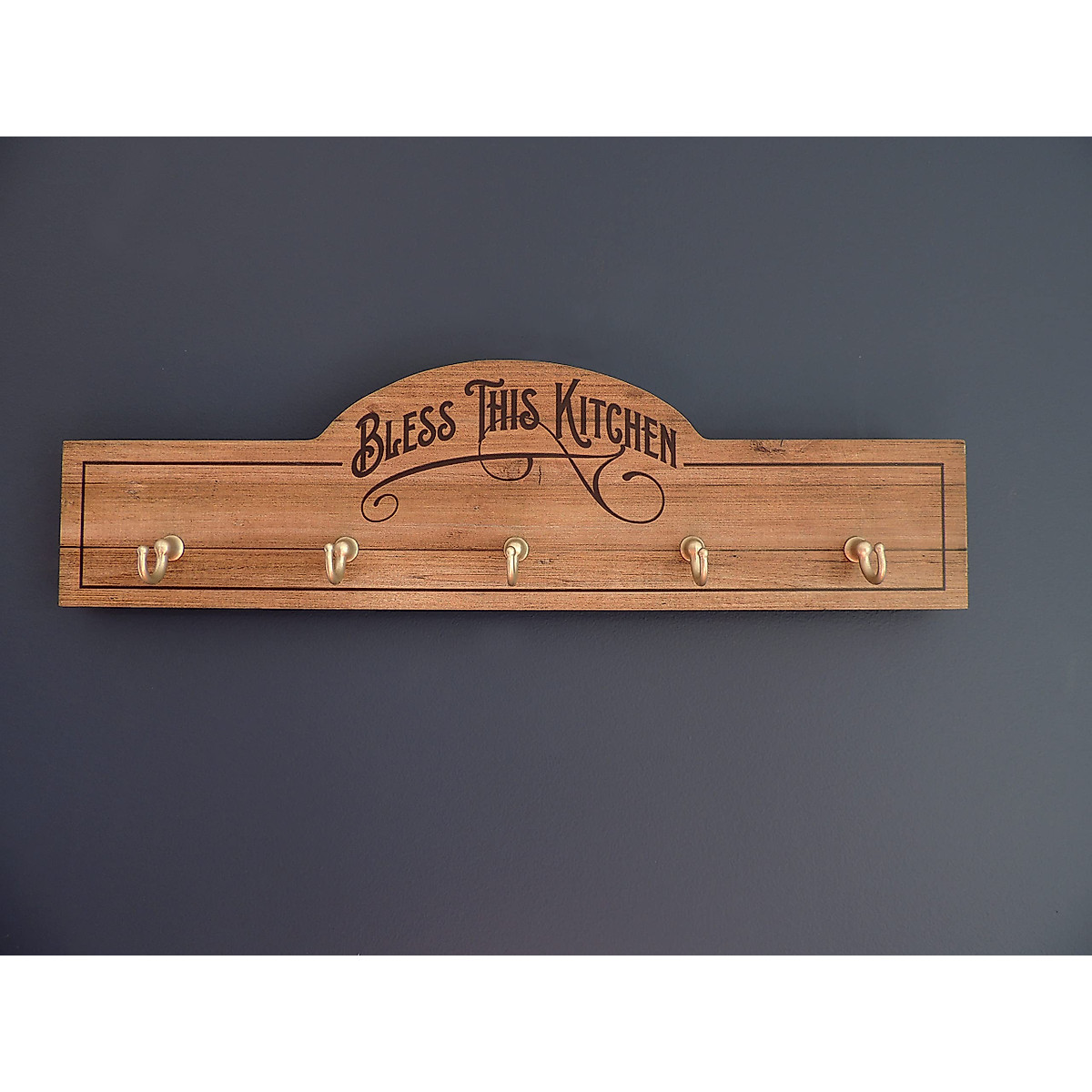 Cathedral Art Abbey & CA Gift Bless This Kitchen Wall Utensil Holder W/5 Hooks, One Size, Multi