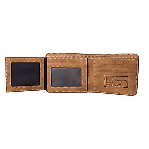 Iumer Men's Wallet Slim PU Rfid Blocking Simple Design Bifold Side Flip Front Pocket Wallets,Brown