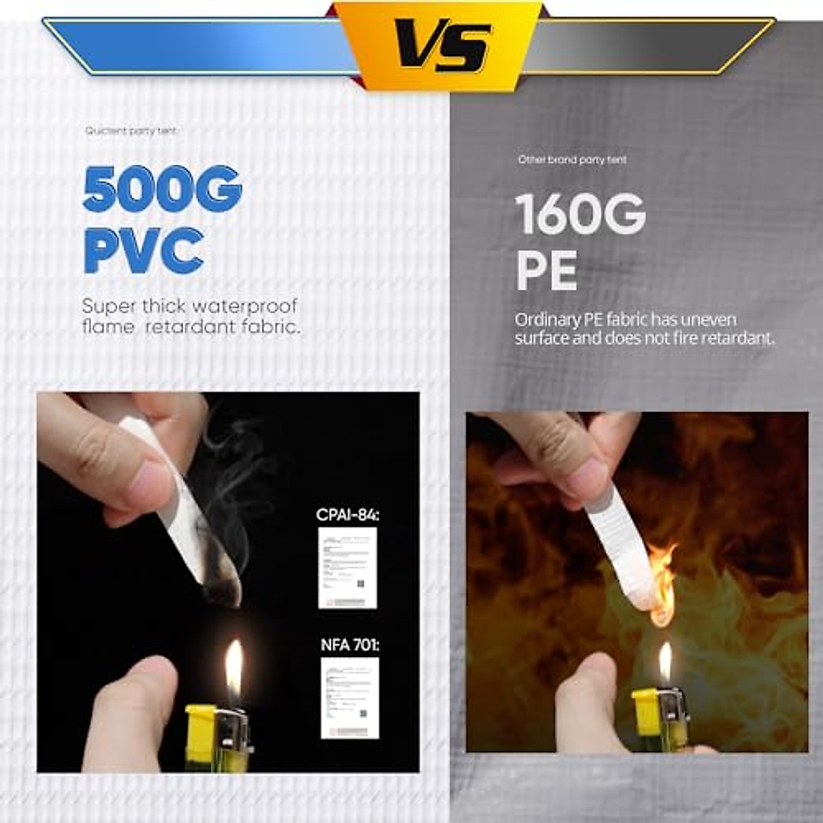 Quictent 20x40 Fire Retardant Pole Party Tents Heavy Duty PVC Vinly Pole Tent Wedding Party Canopy with Carry Bags