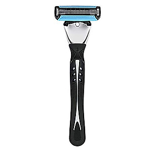 Amazon Basics 3-Blade Motion Sphere Razor for Men with Dual Lubrication, Handle & 20 Cartridges, Cartridges fit Amazon Basics Razor Handles only, 21 Piece Set, Black (Previously Solimo)