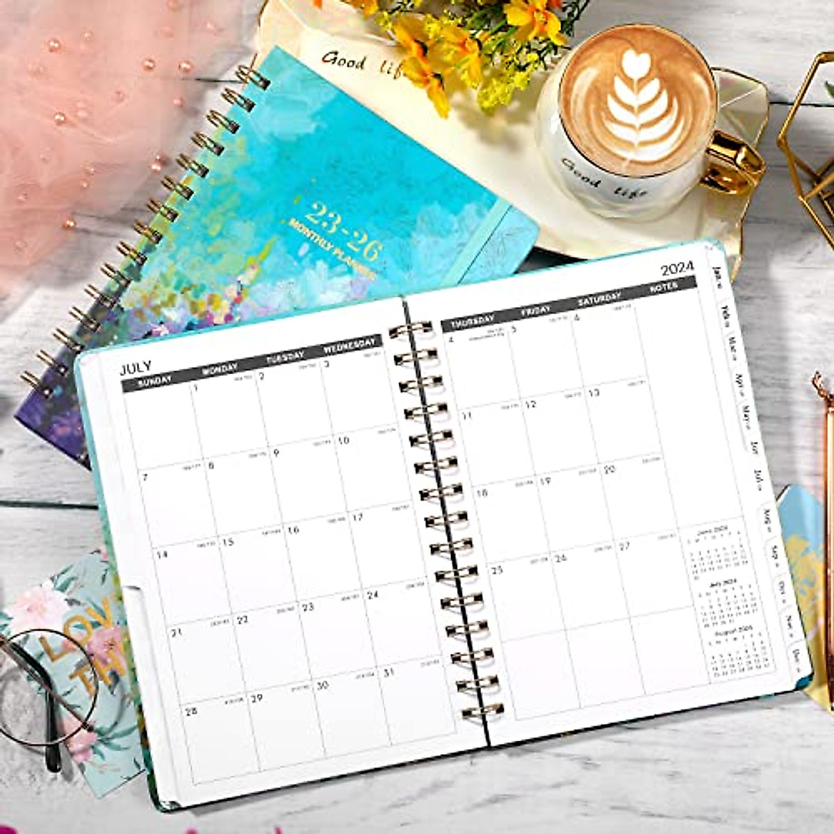 2023-2026 Monthly Planner/Calendar - 3 Year Monthly Planner 2023-2026, July 2023 - June 2026, 6.3" x 8.4", 36 Monthly Planner with Hardcover, Back Pocket with 30 Notes Pages & Tabs - Oil Painting