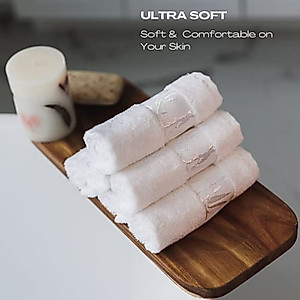 Marmaris Co. Face Wash Cloth, Luxury, Soft Bamboo Washcloths for Your Face and Body, Set of 6 White Washcloths, Face Towels 12x12 Facial Towels, Stocking Stuffers for Women