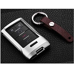 Royalfox 4 5 6 Buttons Luxury Aluminum Metal Key Fob case Cover for Cadillac SRX DTS STS XTS CTS Escalade ,Chevrolet C7 Corvette Silver
