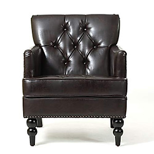 Christopher Knight Home Malone Leather Club Chair, Brown 28D x 29.5W x 33.5H Inch