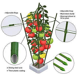 4 Pack Tomato Cages for Garden,Garden Stakes for Plants, Plant Cages with 3 Adjustable Rings,Plant Stake for Supporter Climbing Plants(18 inches,Pack of 4)