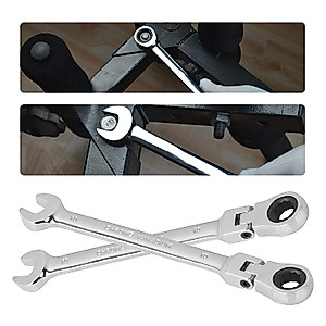 ABuff Flexible Head Ratcheting Wrench, 3 PCS 10 mm Ratcheting Box Wrench Set with 5° Movement and 72 Teeth for Projects with Tight Space