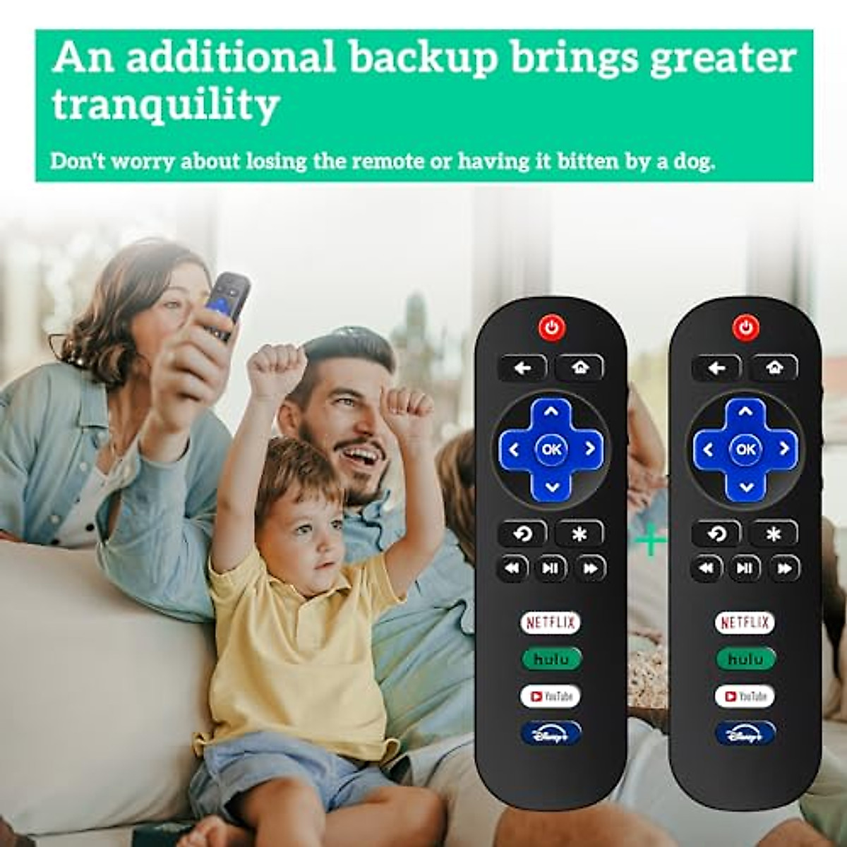 Pack of 2 Replaced Remote Control for Roku TVs, Compatible with TCL/Hisense/Onn/Insignia/Sharp/Westinghouse/Element/JVC Roku Smart TV, Replacement Remote with Netflix/Disney+/Hulu/Prime Video Buttons
