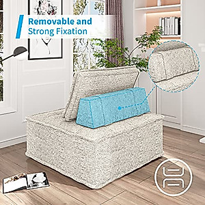 Mjkone Modular Sofa Single Free Combination Armless Floor Sofa Chair Comfy Floor Couch with Removable Back Cushion Variable Sectional Sofa Couches for Living Room Apartment Office Small Space, Beige