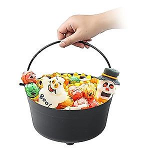TFTAFAN 6 pieces halloween Black Cauldron,Halloween Witch Cauldron Pot Trick or Treat Candy Buckets bulk,jumbo Plastic Candy Basket Candy Bowl Holder for Halloween Party (black, 9.5-Inch)