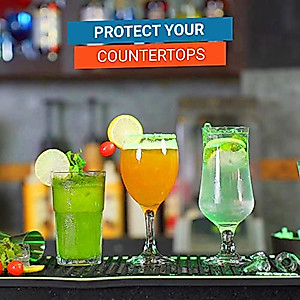 TERGWA Bar Mats 18 x 12 inch, Non-Slip bar mats for countertop with 2 Coasters for Kitchen, Coffee Stations, Dish Drying mat. Stylish bar mats for Bartending – Pack of 2