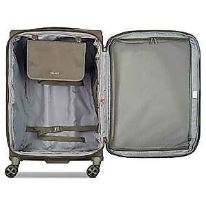 DELSEY Paris Helium DLX Softside Expandable Luggage with Spinner Wheels, Mocha, Checked-Medium 25 Inch