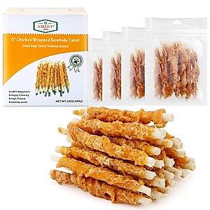Amzey Chicken Wrapped Rawhides Dogs Treats, Rawhide Twist Chicken Hide Sticks, Puppy Training Snacks Sticks Dog Chews, All Natural 4 Resealable Bags, Total 24oz/ 1.5lb