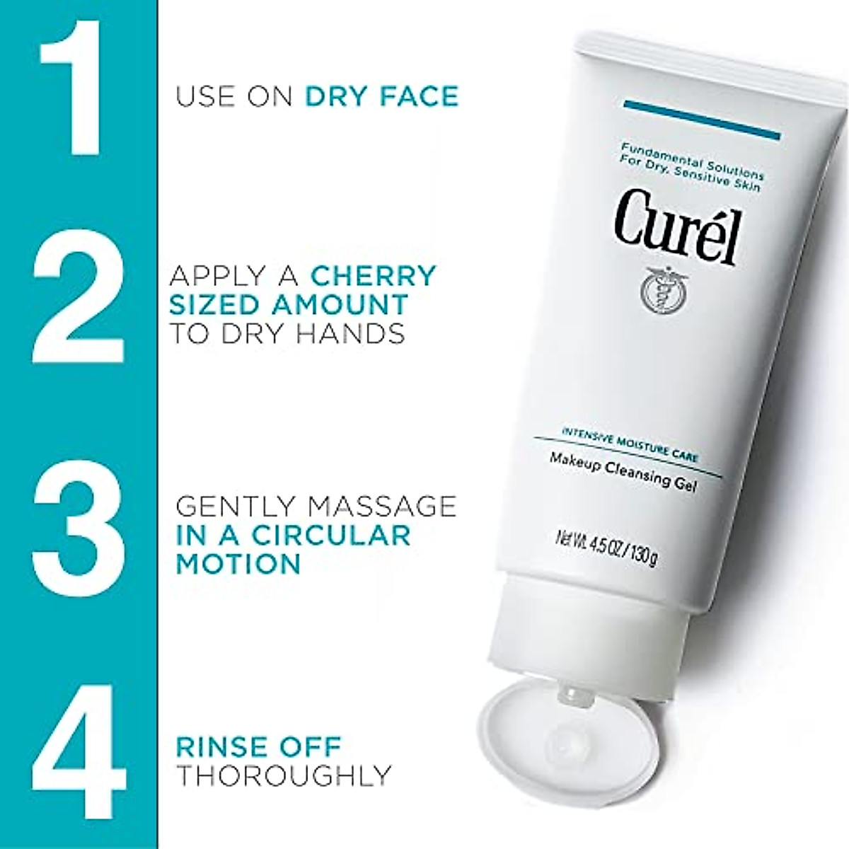 Curel Japanese Skin Care Makeup Cleansing Gel, Gentle Facial Cleanser for Dry, Sensitive Skin, pH-Balanced and Fragrance-Free Japanese Skincare, 4.5 oz (Step 1 of 2-Step Skincare)