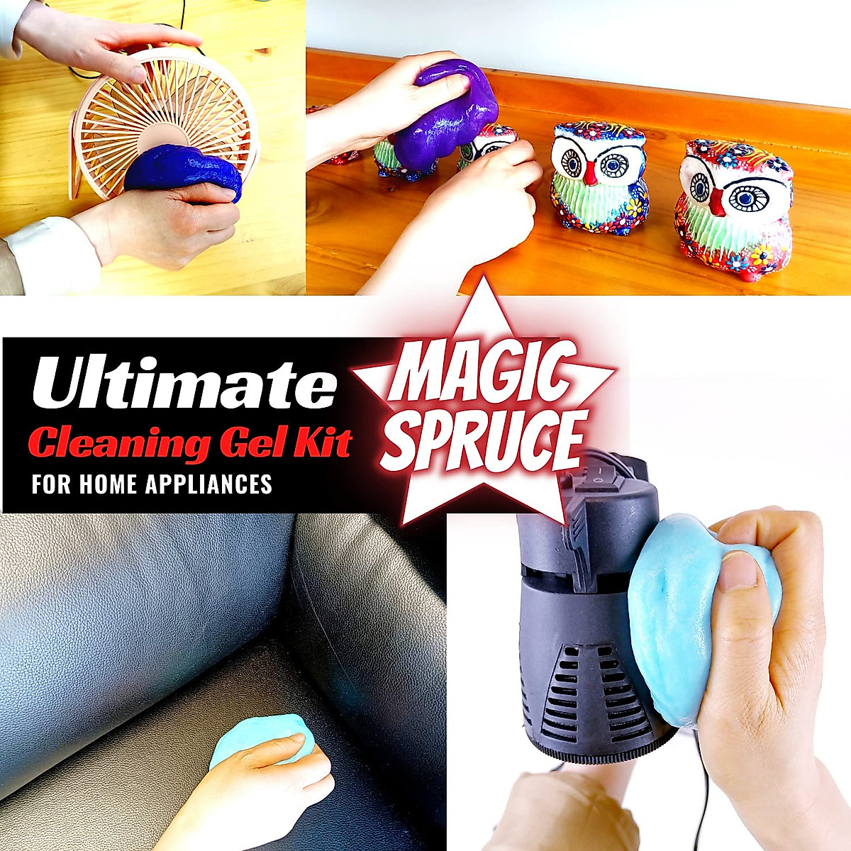 FINOCLAY Car Cleaning Gel Kit for Interior, Non-Water Car Detailing Putty, Scented Car Dashboard Cleaner, Car Cleaning Products, Upholstery Dust Remover, Vent, Reusable PC Laptop, Keyboard Cleaner