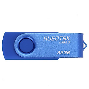RUEOTSK USB Flash Drive 2 Pack 32GB Rotatable USB 2.0 Pen Drive Flash Memory Drive (Blue Black) (XZ-2PCS-32G-002)