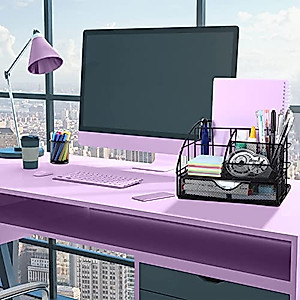 AOFUXTI Office Supplies Desk Organizer - Desk Organizers and Accessories, Office Supplies Set with Pen Holder, Stapler and 72 Clips Set for Office, Home, School, Black