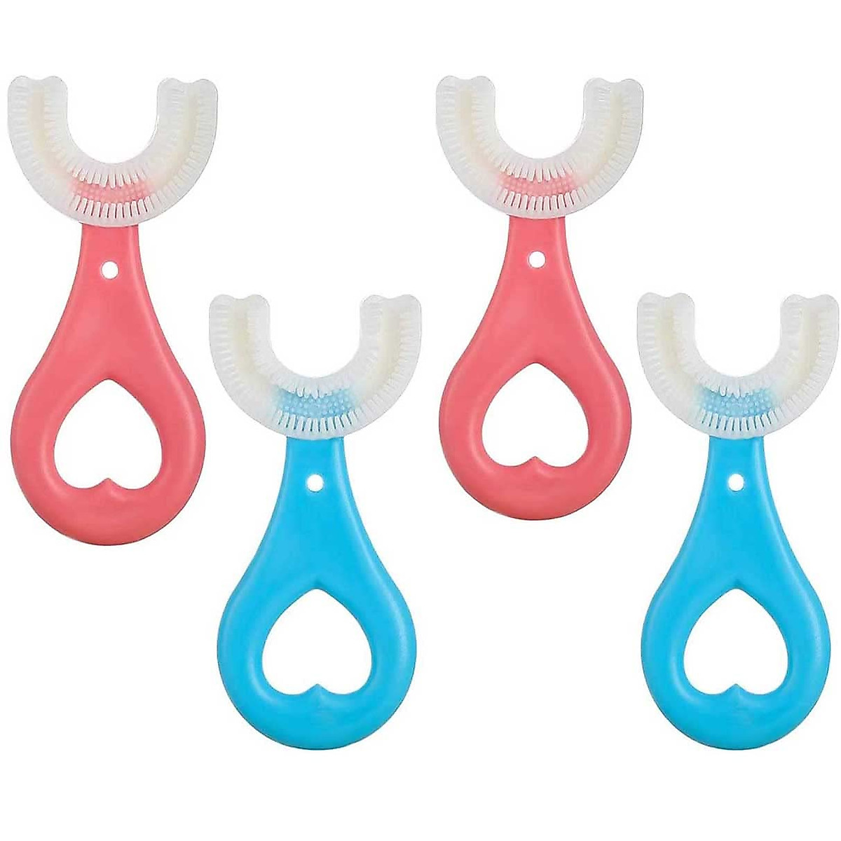 4 Packs Kids U Shaped Toothbrush, Silicone Bristles Massage Gums, Manual Toothbrush Oral Cleaning,360° All-Round Oral Cleaning, U-Shaped Training Toothbrushes for Kids Children Baby for Childrens