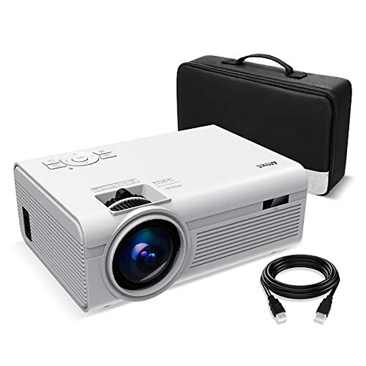 Living Enrichment Mini Projector, Built-in Dual Speaker and Full HD 1080p Movie Video Projector, 50000 Hours Life LED, Compatible with TV Stick, Video Games, HDMI, USB, TF, VGA, AUX, AV