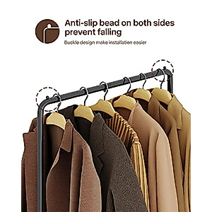 Labonida Rolling Clothing Rack - Space-Saving Clothes Rack on Wheels - Portable Hanging Storage Organizer with 2 Shelves - Sturdy Metal Garment Rack for Home & Business (Black, Industrial Style)