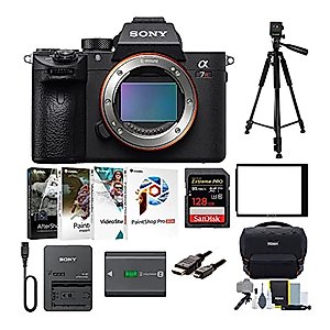 Sony Alpha a7R III A Mirrorless Camera (Body Only) with Software Suite, Gadget Bag, 128GB SD Card, and Accessory Bundle (9 Items)