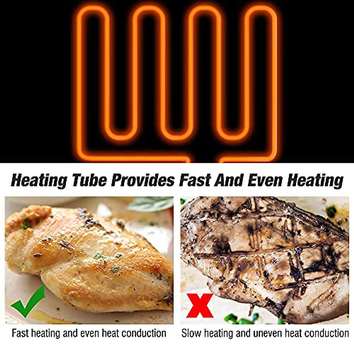 WeChef 14" Electric Countertop Griddle Stainless Steel Adjustable Temp Control Commercial Restaurant Grill 1500W