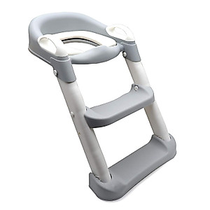 HTTMT- Classic Potty Training Toilet Ladder Seat With Upgraded Cushion Step Stool Ladder Toilet Chair/Toilet Trainer for Baby Toddler Kids Children In Gray [P/N: ET-BABY002-GRAY-C]