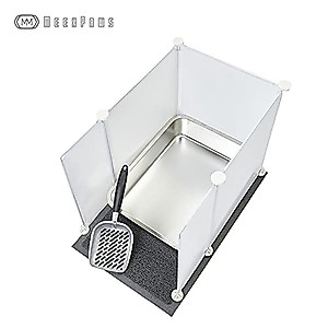 MEEXPAWS Stainless Steel Litter Box for Cats (18”×14”×4”) | Non Stick | Odor Control |Metal cat Litter Scoop | Cat Litter mat | Splash Guard | Easy Clean