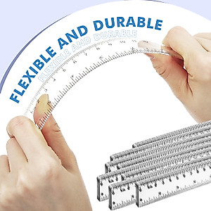 Zonon 200 Pcs 6 Inch Rulers Bulk Clear Plastic Flexible Straight Rulers with Inches and Centimeters First Day of School Gift for Students Back to School Office Supplies