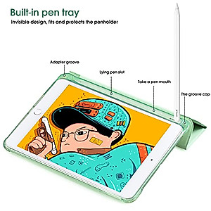 FixCracked case for ipad Mini 4/ipad Mini 5, with Pencil Holder, Ultra-Thin Built-in Silicone TPU Soft Shell Protective Cover, with Smart Wake/Sleep Function (White)