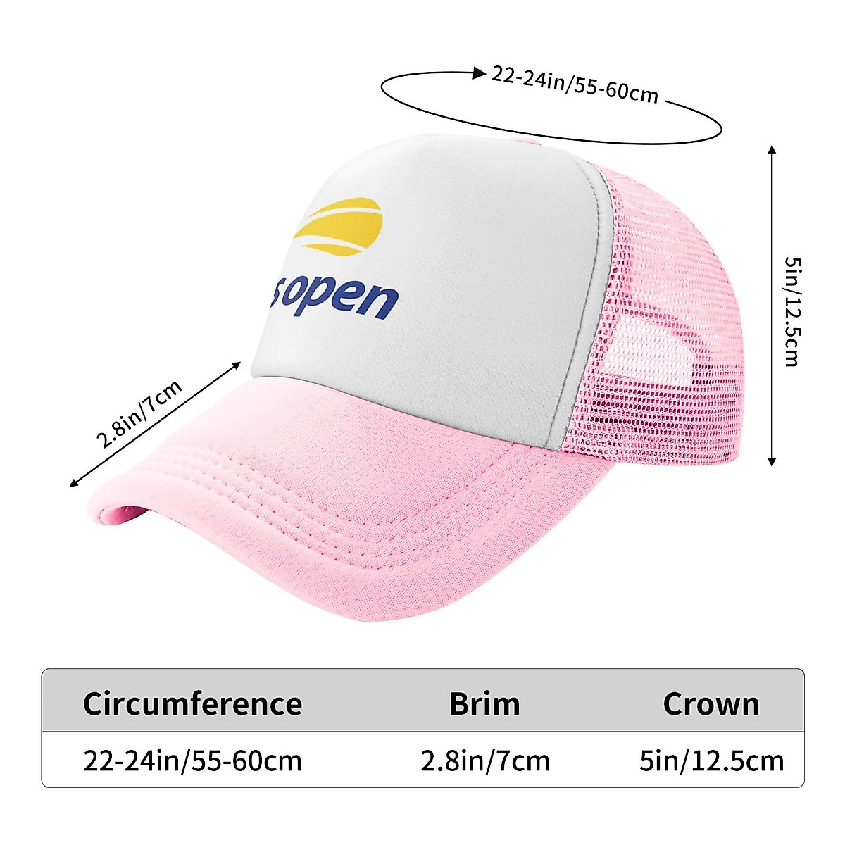 Lujzwop Us Open Tennis 2023 Trucker Hats for Both Men and Women - Mesh Baseball Snapback Hats Pink