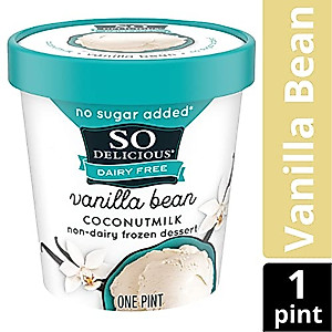 So Delicious Dairy Free Coconut Milk Frozen Dessert, Vanilla Bean, No Sugar Added, Vegan, Non-GMO Project Verified, 1 Pint