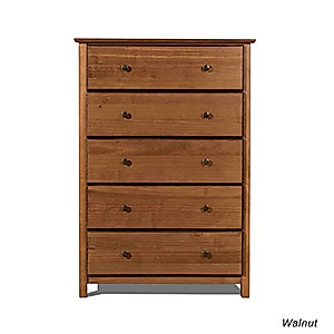 Grain Wood Furniture Shaker 5-Drawer Chest, Walnut