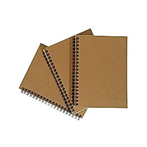 Notepads with Kraft Paper Covers (5 x 7 with Inside Flap Pocket 3-Pack, 60 sheets per notepad)