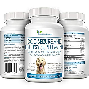 Nutrition Strength Dog Seizure Support, Supplement for Epilepsy in Dogs, with Organic Valerian Root, Chamomile and Blue Vervain, Plus L-Tryptophan Dog Stress and Anxiety Aid, 120 Chewable Tablets
