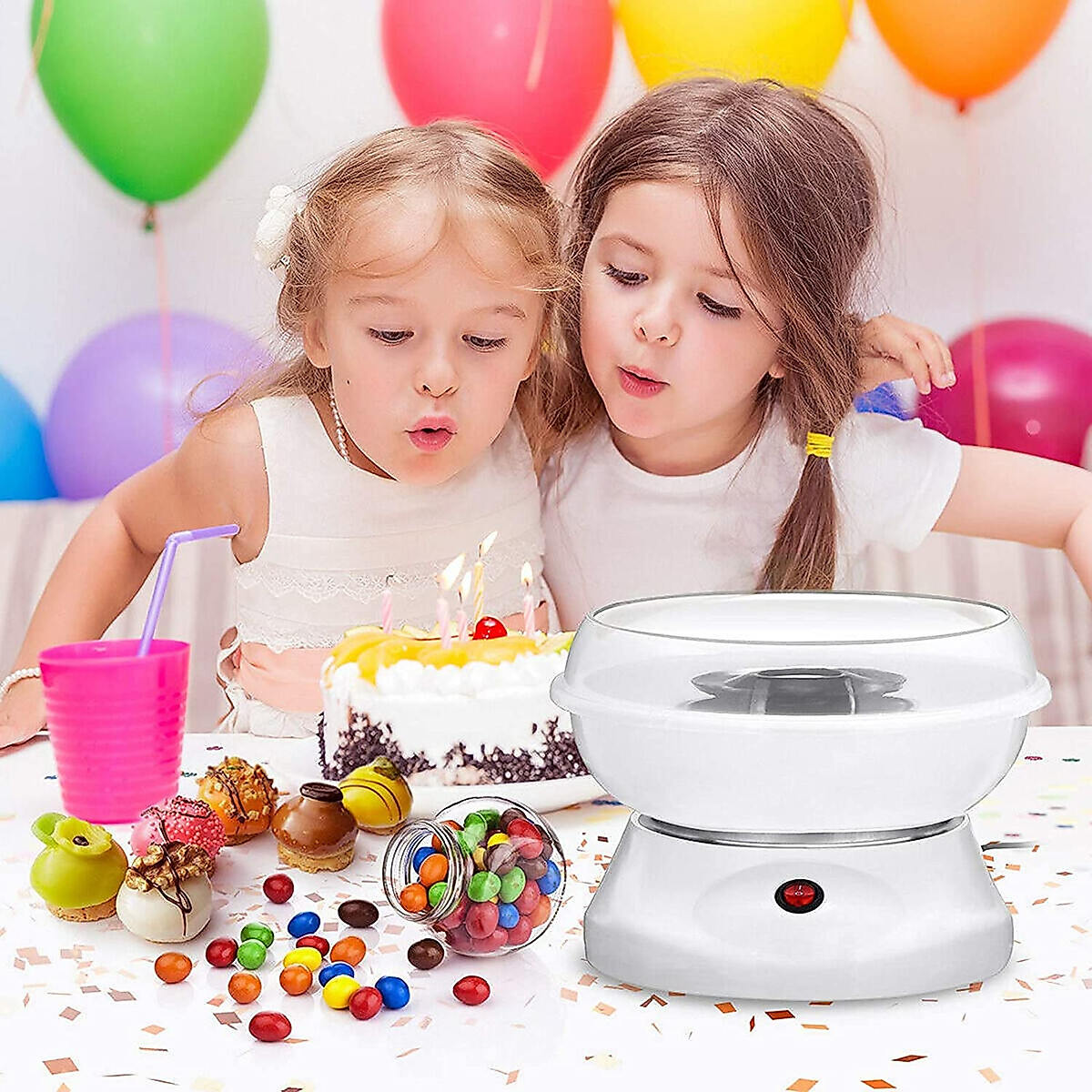 Cotton Candy Machine, Automatic Floss Maker Homemade Quick Heating Machine for Kids Parties, White