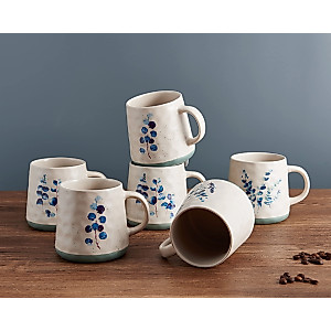 Pfaltzgraff Floral Matte Mugs, 6 Count (Pack of 1), Multicolor