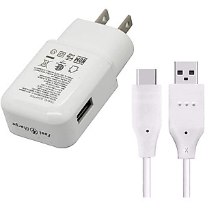 Fast Charger Compatible LG Stylo 4 G5 G6 G7 G8 V20 V30 V35 V30S V40 ThinQ Plus,Samsung Galaxy S8 Plus S9 S9+ S10 Active Note 8 Note 9,Moto Z Z2 Plus and More, USB Type C Cable with Charger Adapter