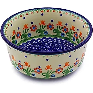 Polish Pottery Bowl 5-inch (Spring Flowers Theme)