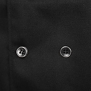 iiniim Unisex Chef Coat Women Men Short&Long Sleeve Chef Jacket Double-Breasted Kitchen Cooking Chef Uniform Black Red Cuffs Medium