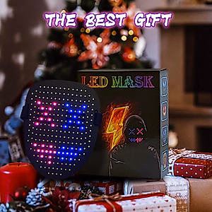 COKOTEE Led Mask, Light up Mask with Gesture Sensing, Face Transforming Masks for Halloween Festival Cosplay Costume Masquerade Parties, gifts