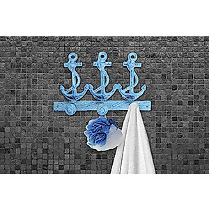 Basic Fundamentals Cast Iron Nautical Anchors Wall Rack with 3 Hooks