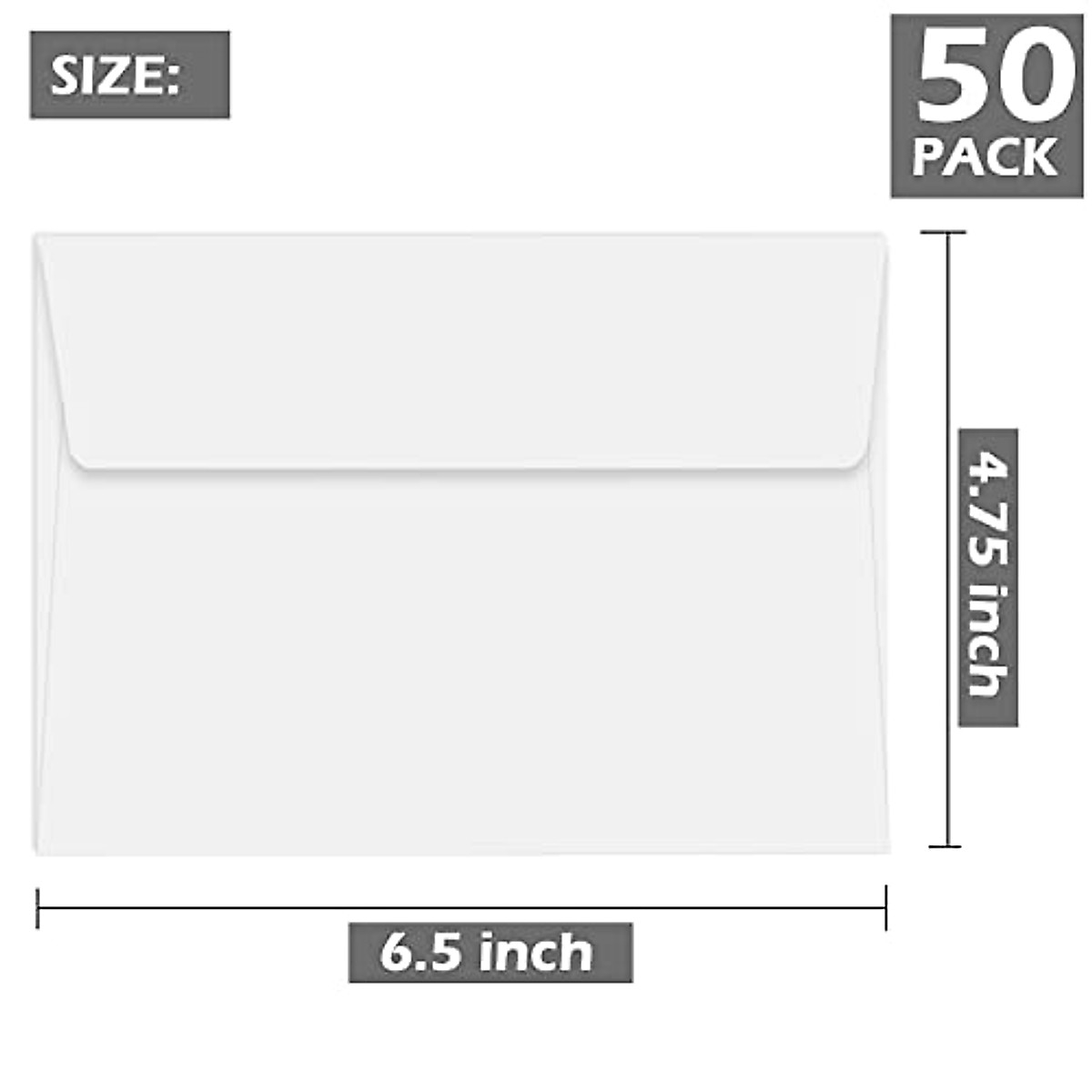 50 Packs of White 4X6 Envelopes for Invitation, A6 White Envelopes Self Seal for Cards, Photos, Wedding, Birthday, Party, Babay Shower