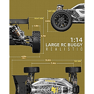 CROBOLL 1:14 Brushless Fast RC Cars for Adults with Independent ESC,Top Speed 90+KPH 4X4 Hobby Off-Road RC Truck,Oil Filled Shocks Remote Control Monster Truck for Boys(Gold)
