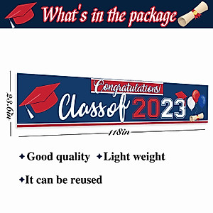 Class of 2023 Graduation Decorations Banner Blue and Red Graduation Yard Sign Large Congratulations Backdrop for College Graduation Party Decorations 2023(Blue)