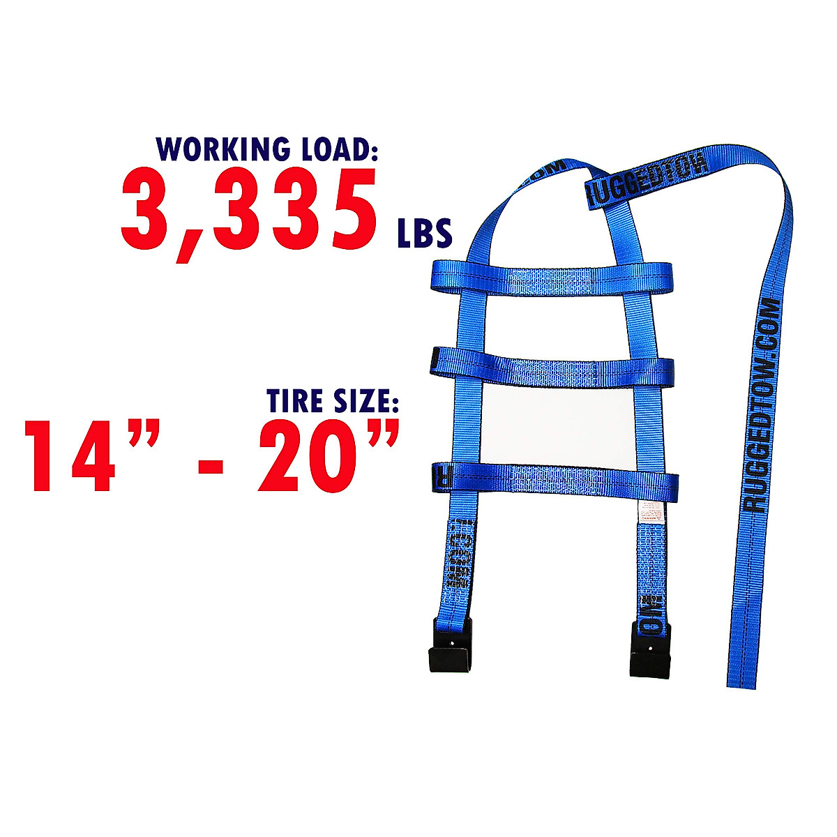 RuggedTow 2X USA Car Basket Straps Adjustable Tow Dolly DEMCO Wheel Net Set Flat Hook Standard Wheels Fits (14-20 Inches, Blue) Domestic