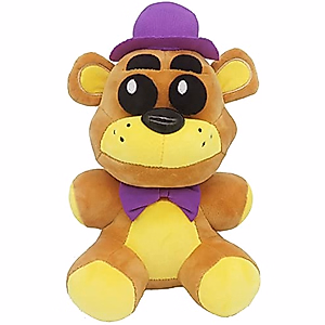 DOGIACO Golden Freddy Purple Hat 7'' Stuffed Animal with Keychain (in Stock US) Toy Golden Fazbear Plushie Soft/Fazbear Collectible Figure/F-N-A-F Nightmare/Freddy Plush Toys
