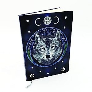 Crystal Art Diamond Painting Notebook - Lunar Wolf - Create a Sparkling Notebook Cover Using Crystals - for Ages 8 and up
