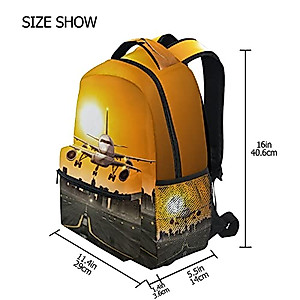 Glaphy Airplane at The Runway Backpack School Book Bag Lightweight Laptop Backpack for Boys Girls Kids